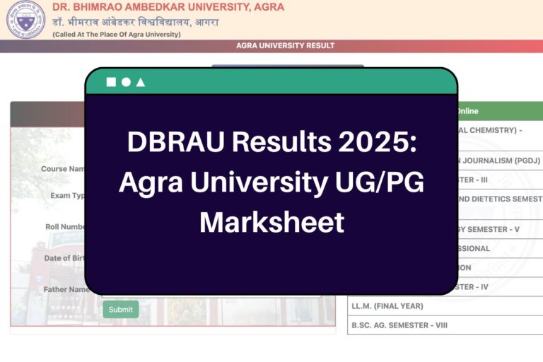 DBRAU Results 2025: result.agrauniv.online Agra University UG/PG ...
